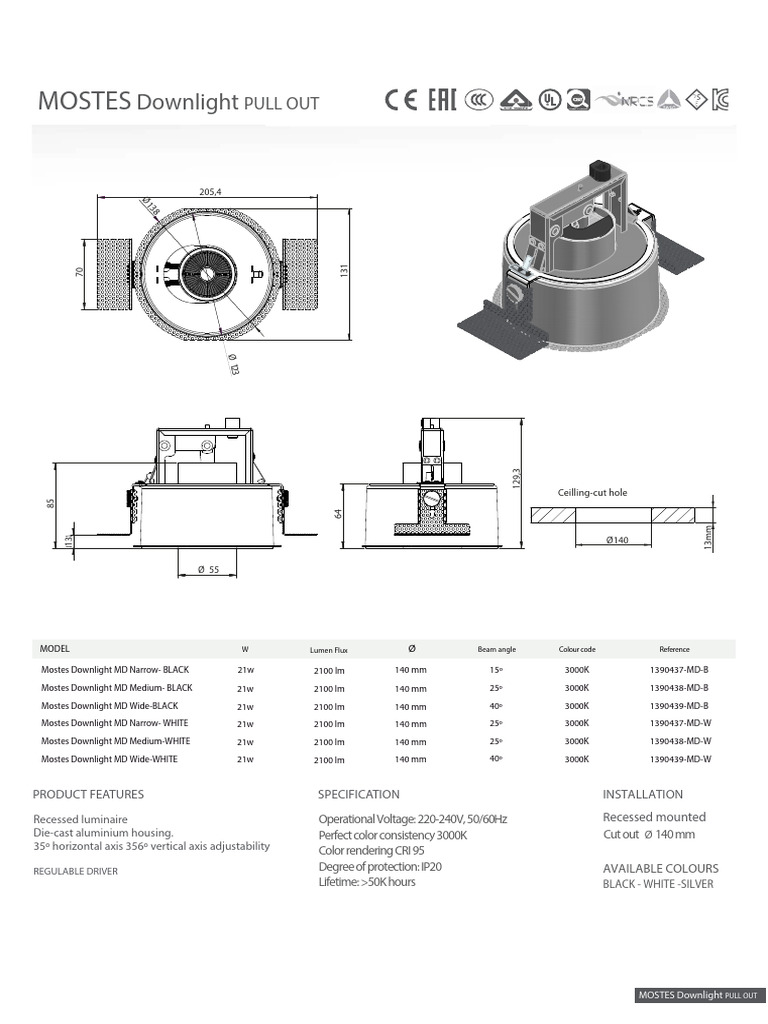 FICHA MOSTES DOWNLIGHT PULL OUT MD_ | PDF | Electrical Engineering ...