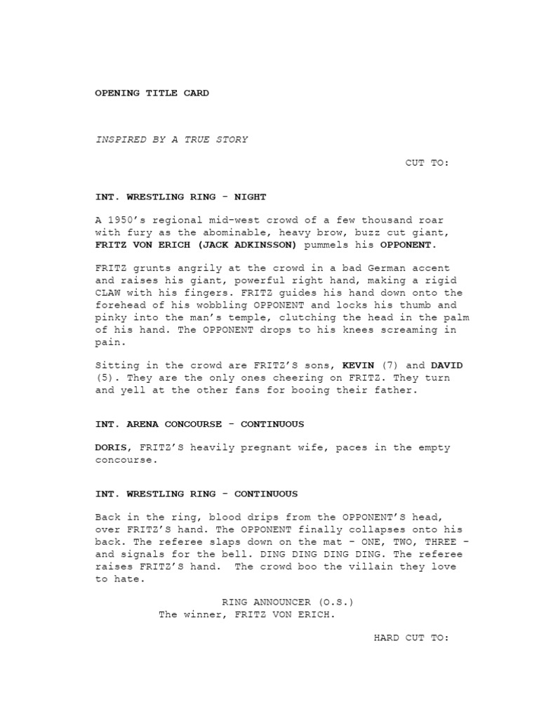 The Iron Claw Read The Screenplay | PDF | Professional Wrestling