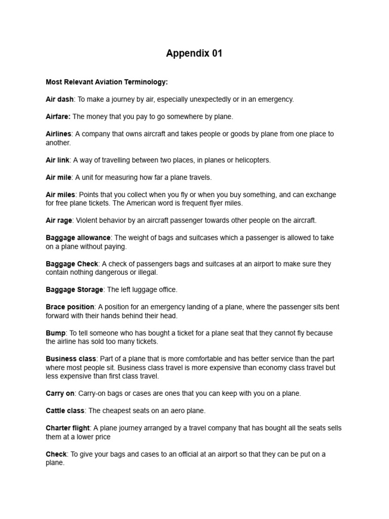 Aviation Terminologies and Other Important Information | PDF | Baggage ...