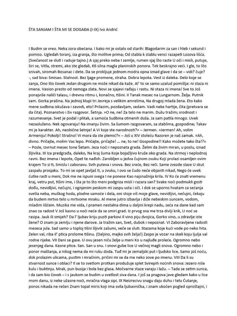 Šta Sanjam I Šta Mi Se Događa | PDF
