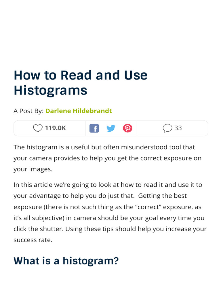 How To Read and Use Histograms | PDF | Exposure (Photography) | Imaging