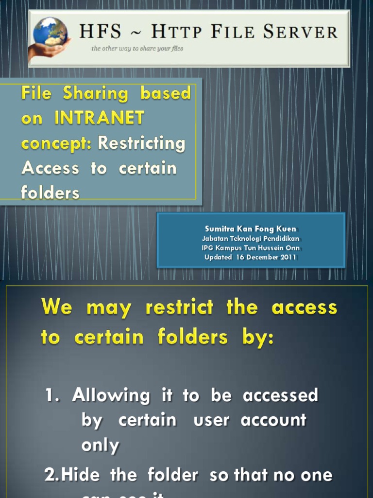 HFS: Restrict Folder Access | PDF | Login | Directory (Computing)