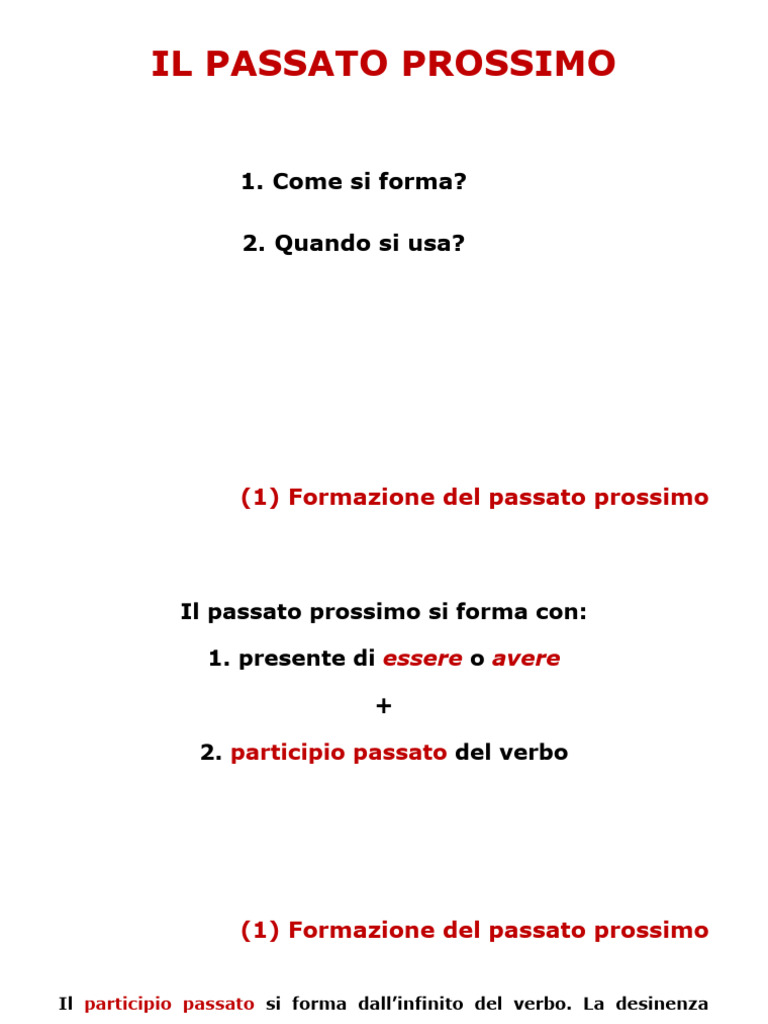 Il Passato Prossimo | PDF