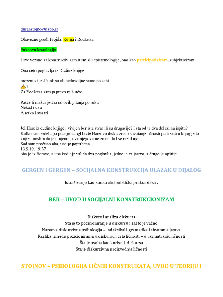 Ličnost - Pitanja I Saveti Za Ispit | PDF