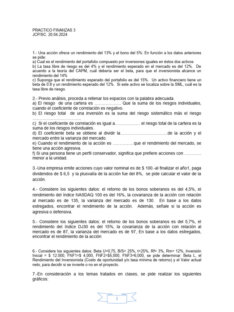 Practico Fin3 | PDF | Portafolio (Finanzas) | Inversiones