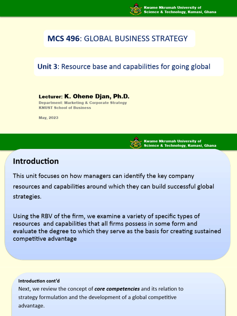 Unit 3 Resources and Capabilities for Going Global (1) | PDF | Mindset ...