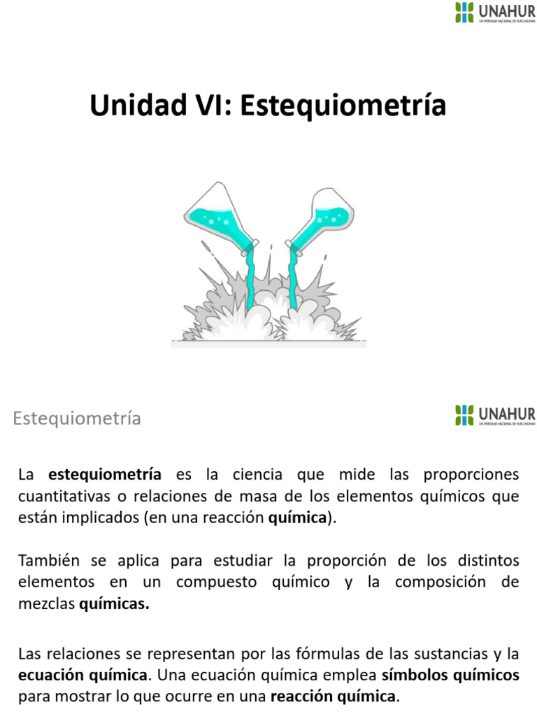 Unidad IV - Clase Teórica - Estequiometría | PDF | Estequiometría ...