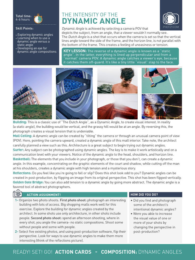 Dynamic Angles Photography Guide | PDF | Composition (Visual Arts) | Imaging