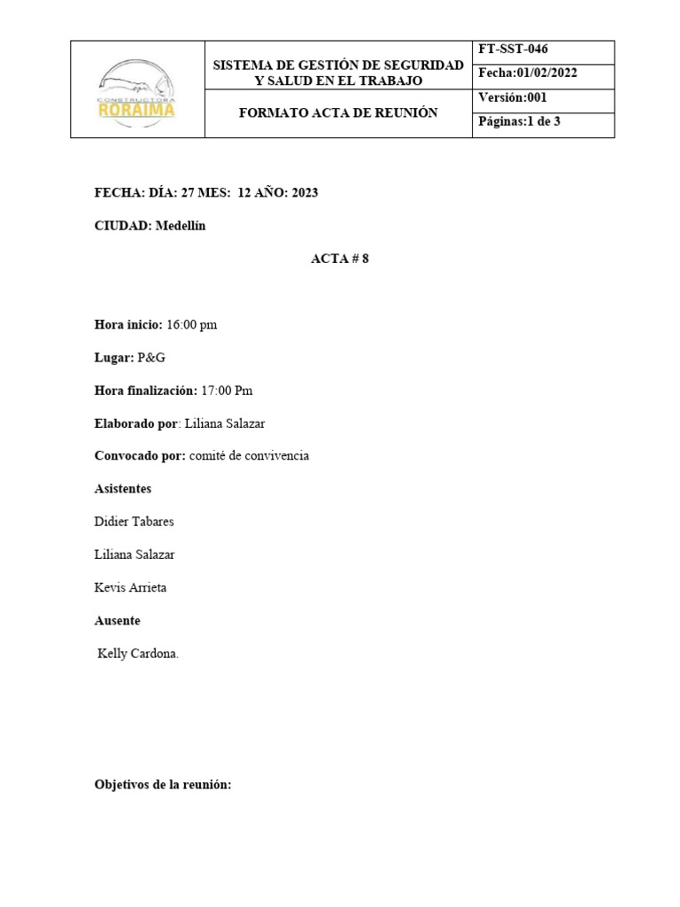 Acta 8 COCOLA Julio 2023 | PDF