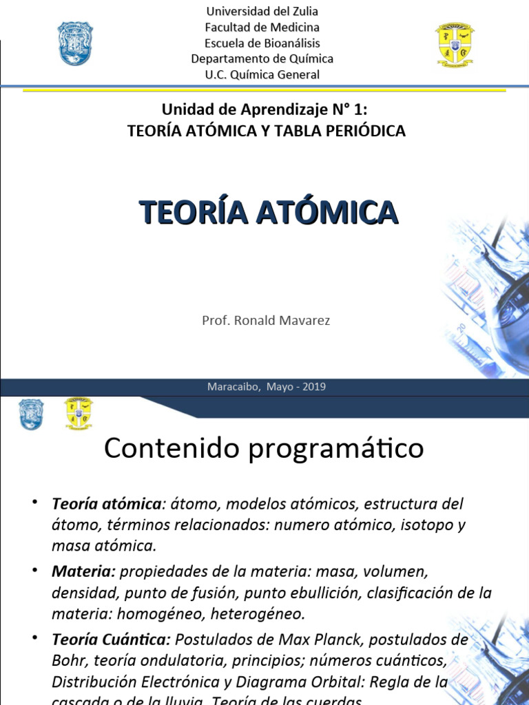 Ua 1 Temas #1y 2 Teoria Atomica y Tabla Periodica | PDF | Átomos | Electrón