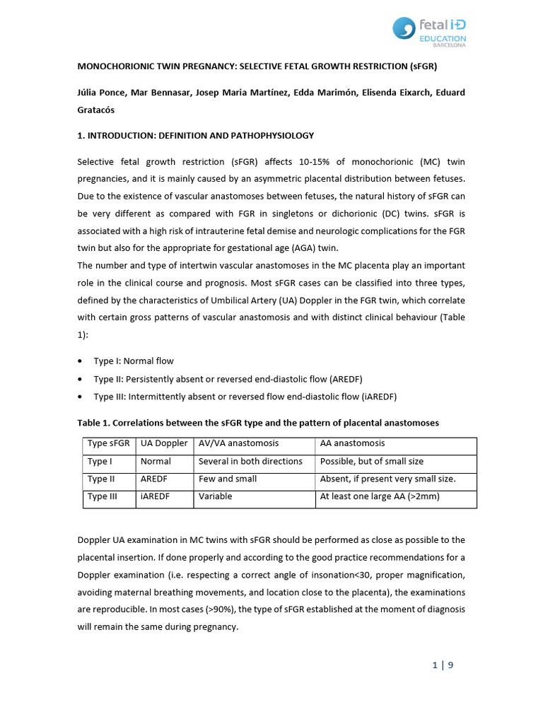 Guidelines SFGR MC | PDF | Fetus | Clinical Medicine