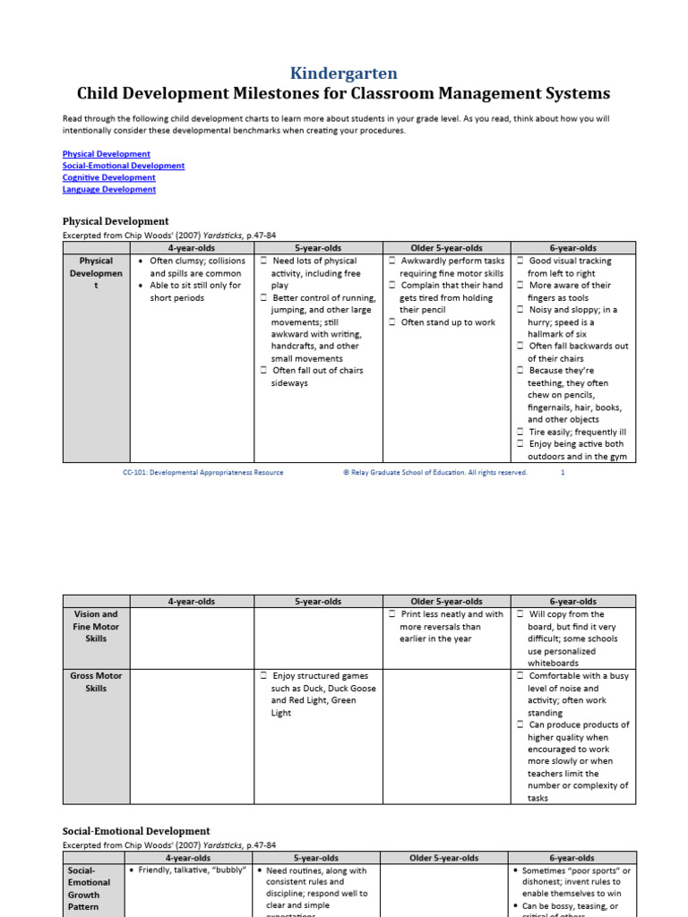 Kindergarten Yardsticks | PDF | Child Development | Disciplines