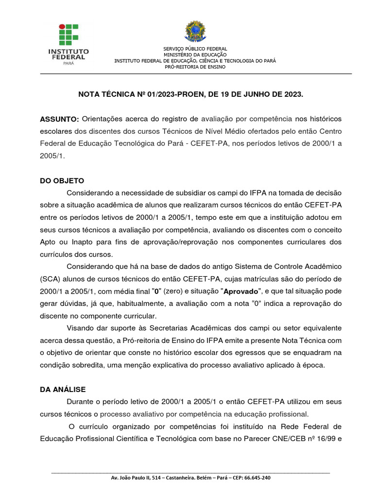 Nota Técnica 01.2023-PROEN-Menção Nos Históricos Escolares Anos 2000 A ... Nota Técnica 01.2023-PROEN-Menção Nos Históricos Escolares Anos 2000 A ...