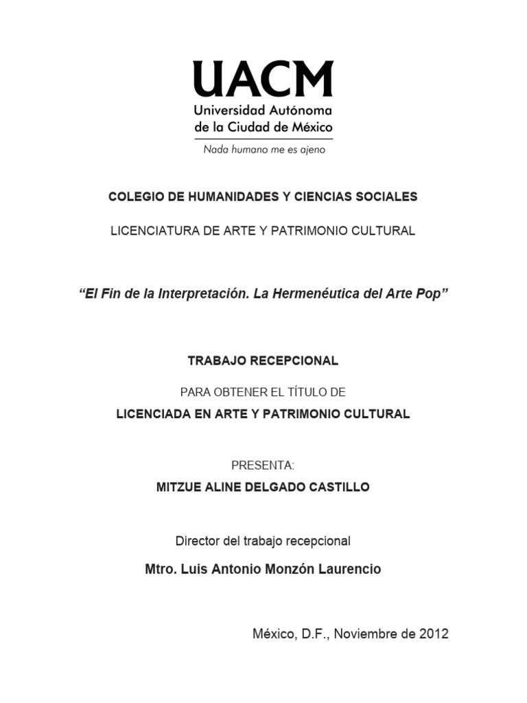 Mitzue Aline Delgado Castillo Arte Pop | PDF | Hermenéutica | Cubismo