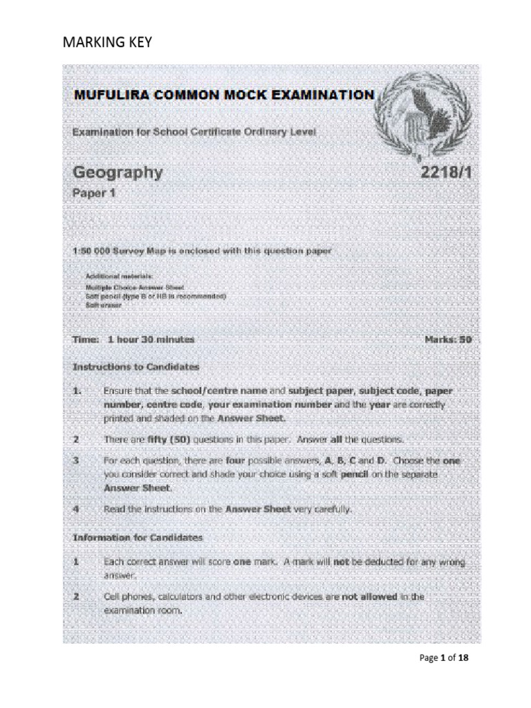 Marking Key Geog Kcom Paper 1 4202 | PDF | Agriculture | Tropical Cyclones