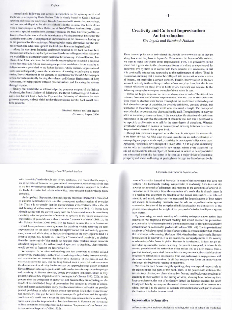 Tim Ingold & Elisabeth Hallam | PDF | Creativity | Henri Bergson