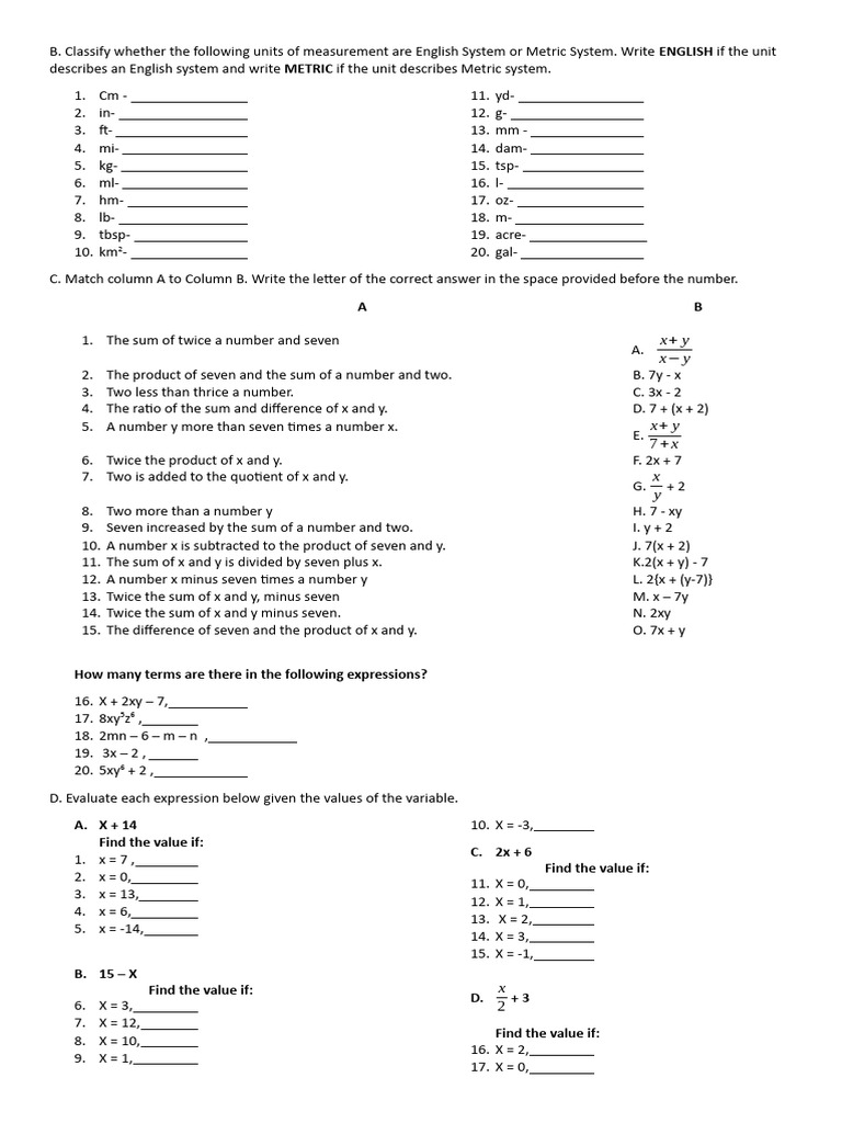 Math 7 Exam Quiz | PDF | Mathematics | Mathematical Analysis