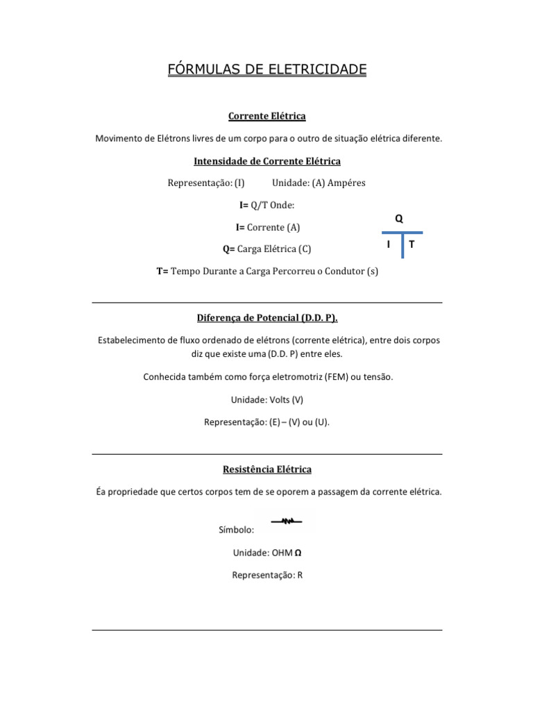 Formulas de Eletricidade | PDF