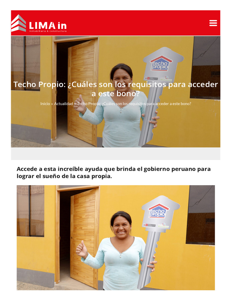 Techo Propio - ¿Cuáles Son Los Requisitos para Acceder A Este Bono ...