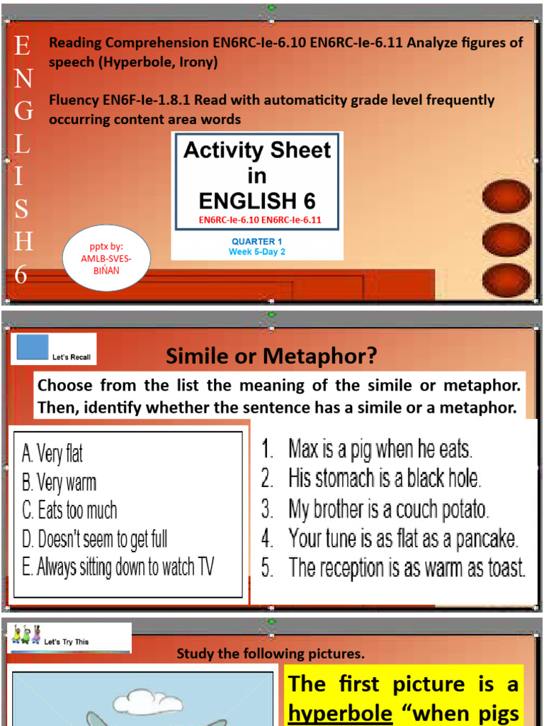 English 6 q1 Wk. 5 Day2 Irony and Hyperbole | PDF | Irony
