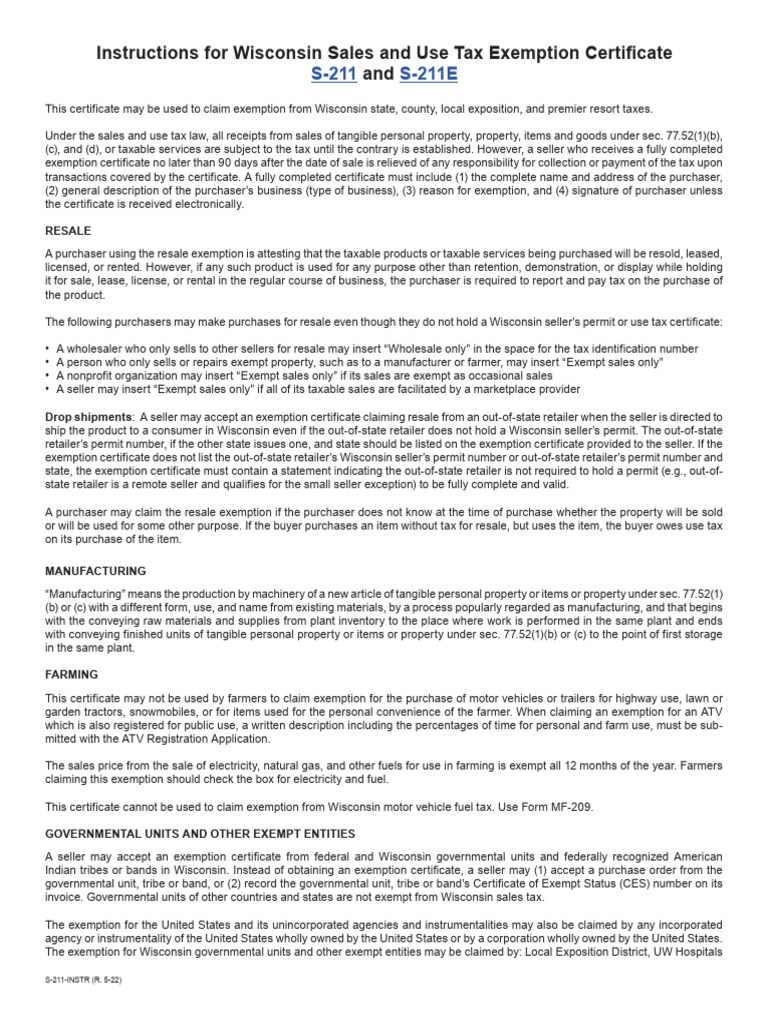 Wisconsin Sales Tax Exemption Guide | PDF | 501(C) Organization | Use Tax