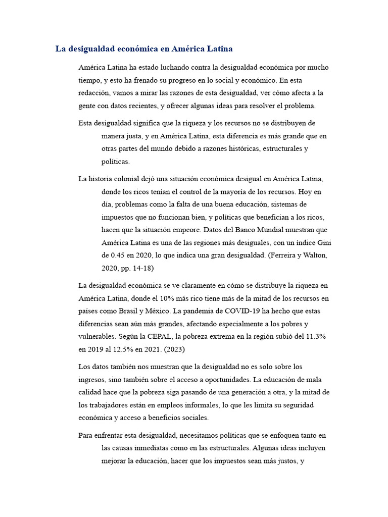 Foro La Desigualdad Económica en América Latina | PDF | Desigualdad ...