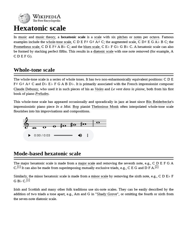 Hexatonic Scale | PDF | Pitch (Music) | Elements Of Music