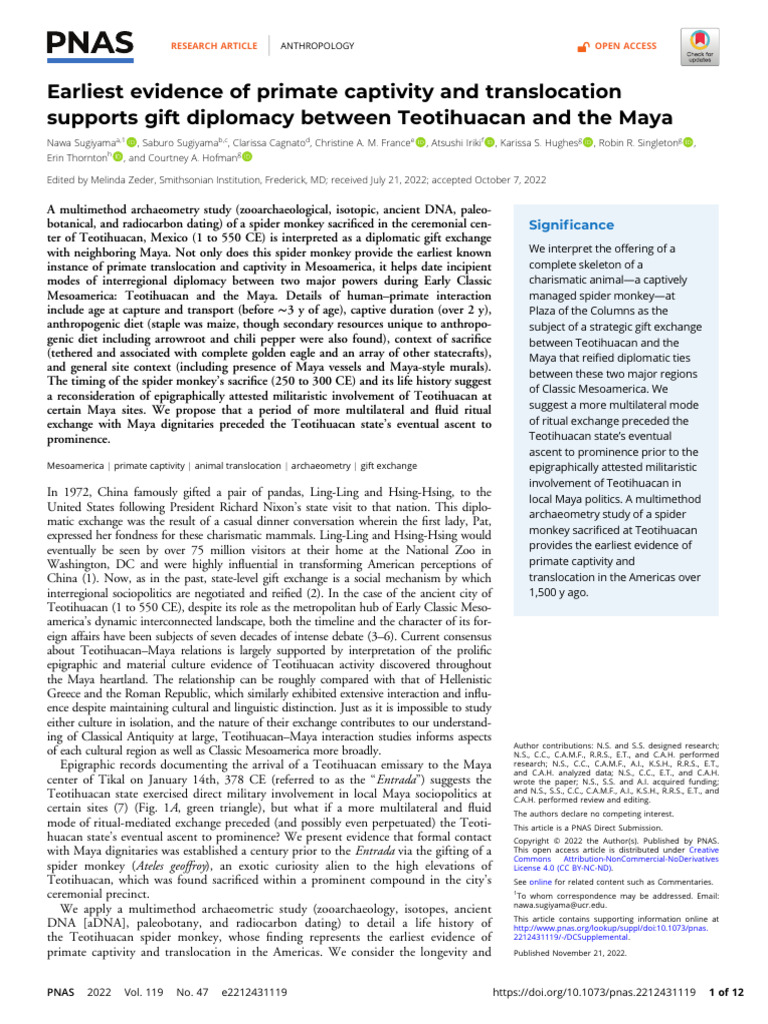 Earliest Evidence of Primate Captivity A | PDF | Maya Civilization ...