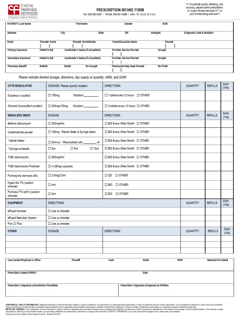 Prescription Fax Sheet (800) 233-3504 | PDF | Medical Prescription ...