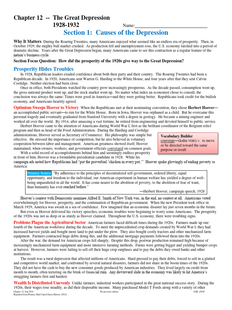 Chapter 12-The Great Depression | PDF | Great Depression | Wall Street ...