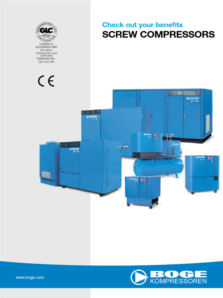 Boge Screw Compressors | PDF | Engines | Bearing (Mechanical)