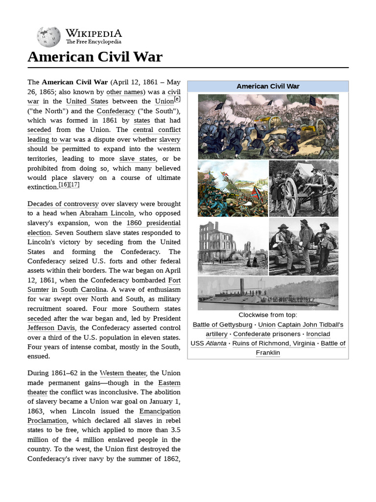 American Civil War | PDF | Confederate States Of America | American ...