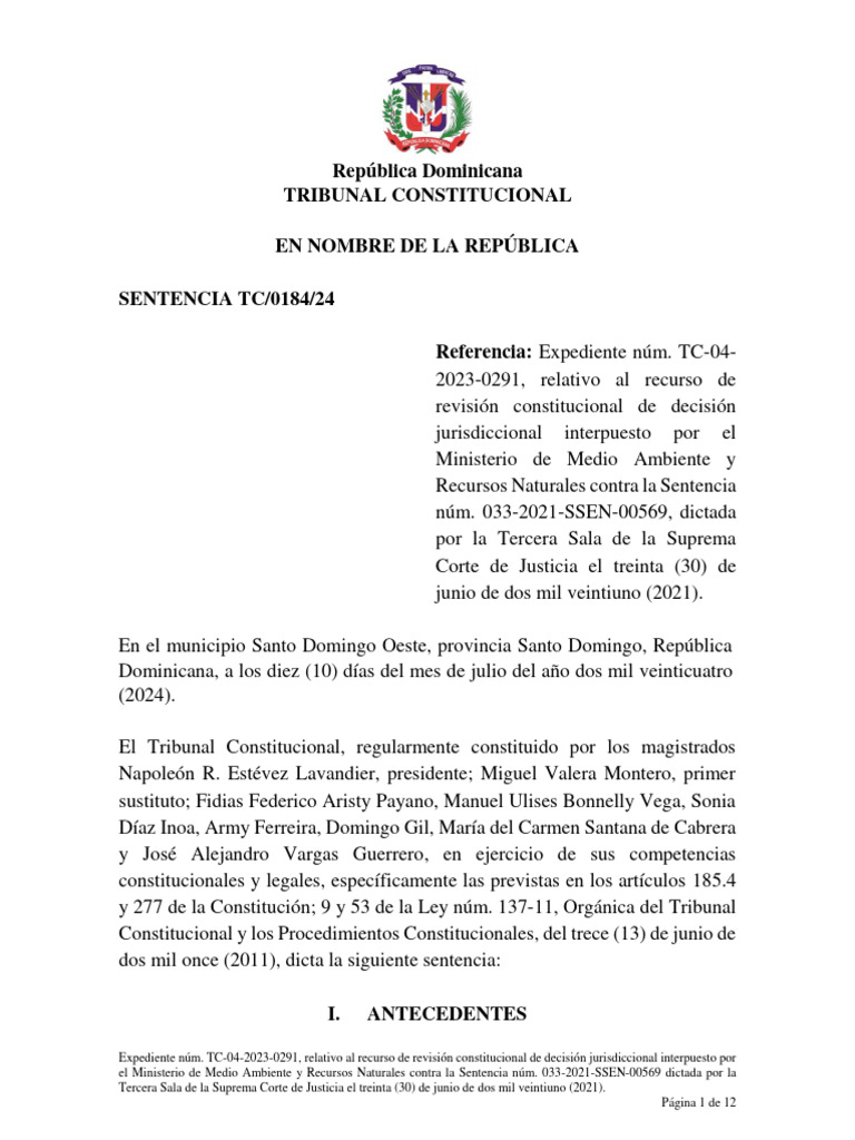 TC 0184 24 TC 04 2023 0291 | PDF | Judicaturas | Sentencia (ley)