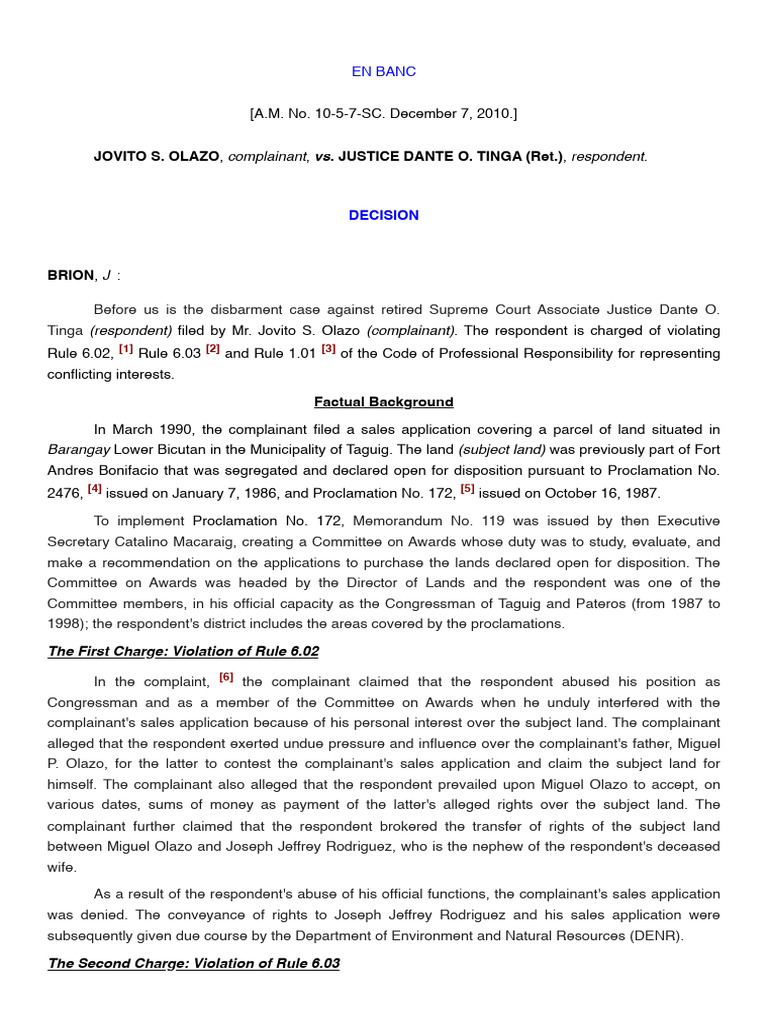 Disbarment Case Against Justice Tinga | PDF | Practice Of Law | Lawyer