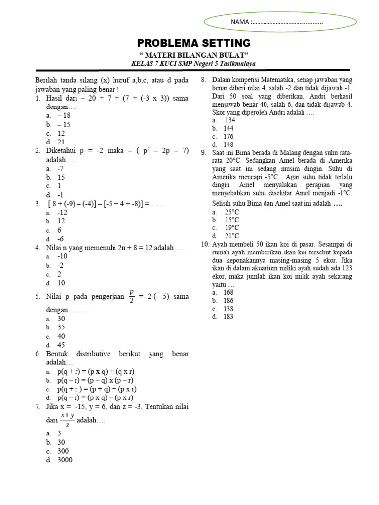 P2 Bilangan Bulat | PDF