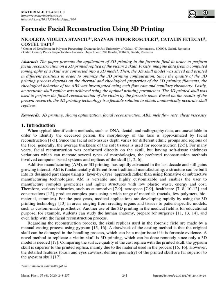 Forensic Facial Reconstruction Using 3D Printing | PDF | 3 D Printing ...