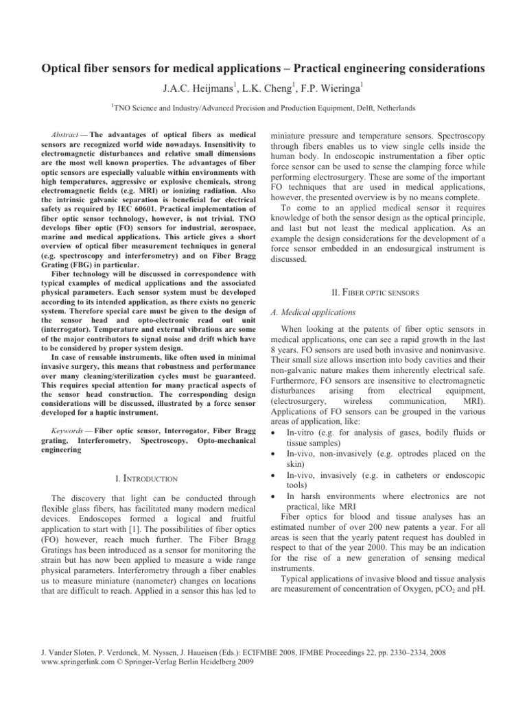 Optical Fiber Sensors For Medical Applications - Practical Engineering ...