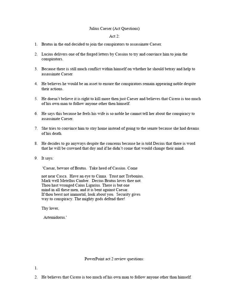 Act 2-4 Analysis of Julius Caesar | PDF | Julius Caesar | Ancient Romans