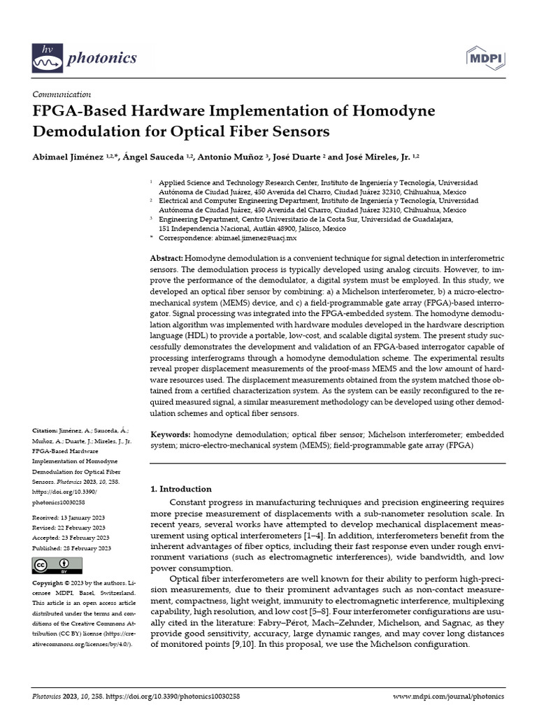 FPGA-Based Hardware Implementation of Homodyne Dem | PDF | Interferometry | Field Programmable ...