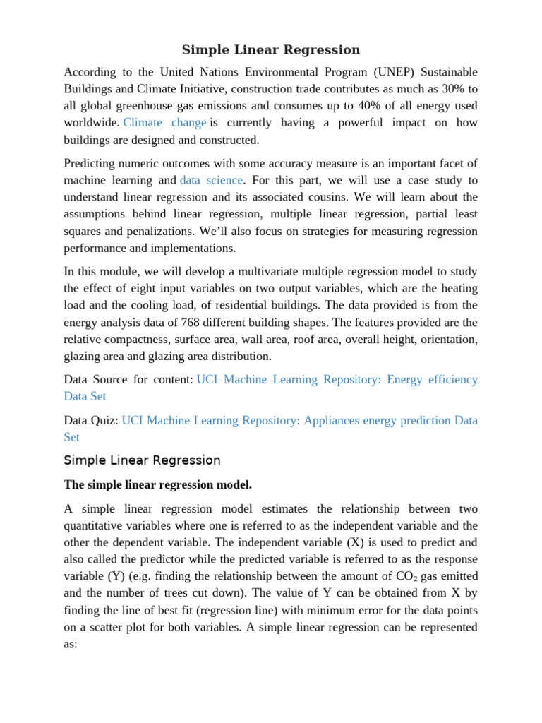Simple Linear Regression | PDF | Errors And Residuals | Regression Analysis