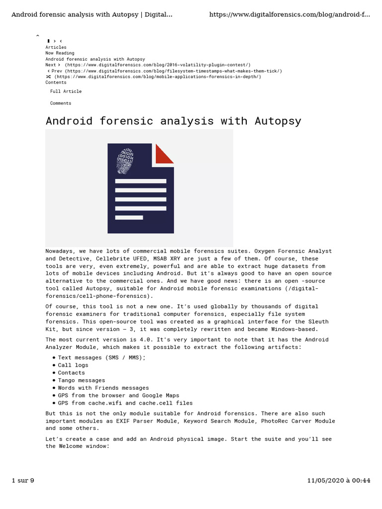 Android Forensic With Autopsy Pdf Computer Forensics Android