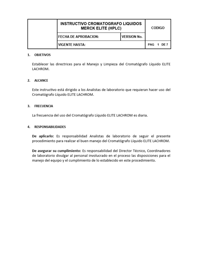 Q03-InS-049-V01 Manejo y Limpieza Del Cromatografo Liquido ELITE ...