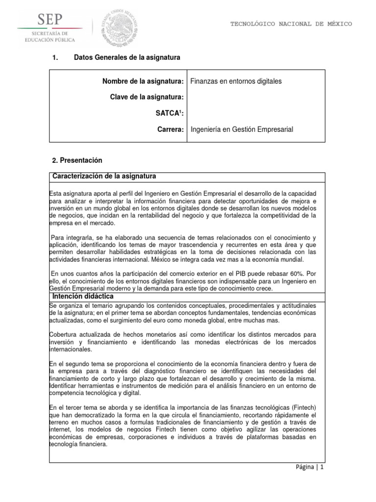 PROGRAMA DE FINANZAS EN ENTORNOS DIGITALES (Completo) | PDF | Plan de negocios | Marketing