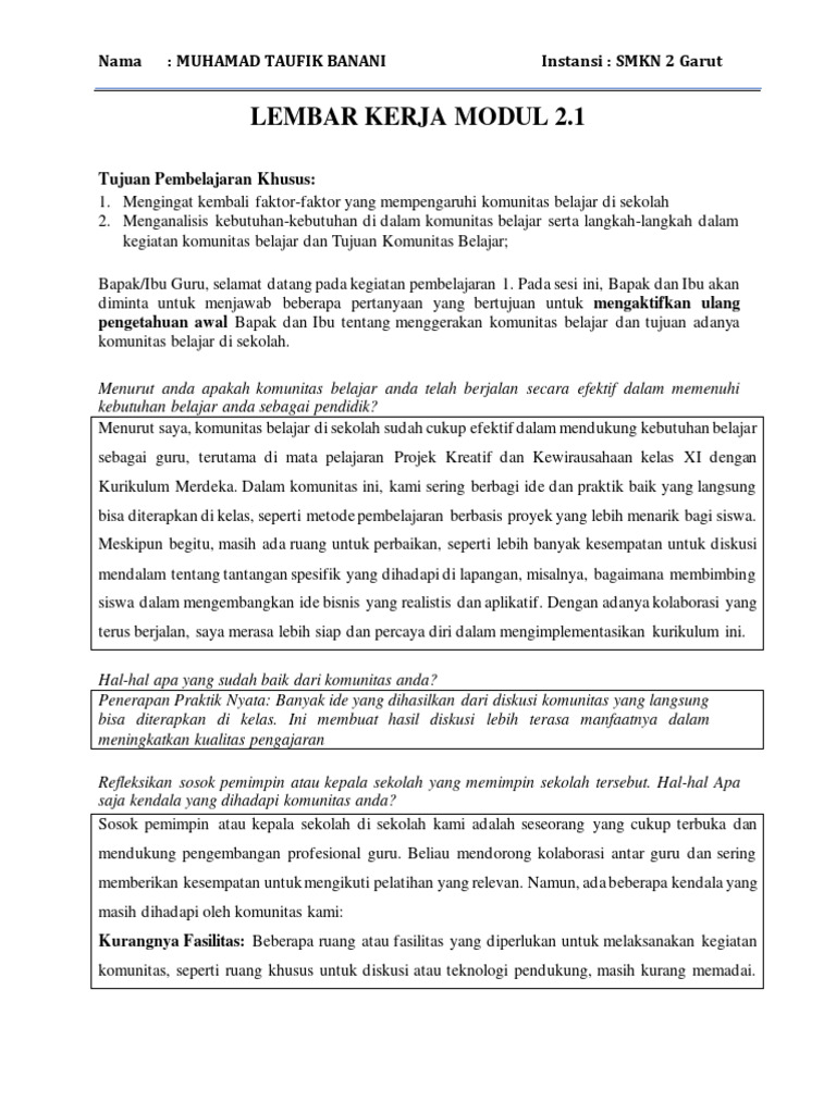 Lembar Kerja Modul 2.1 | PDF