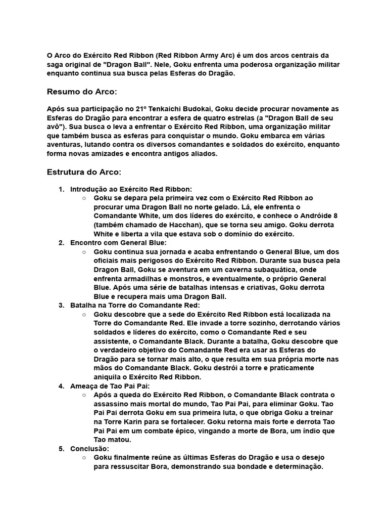 O Arco do Exército Red Ribbon (Red Ribbon Army Arc) é um dos arcos ...