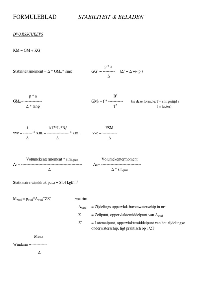 Formuleblad Stabiliteit | PDF