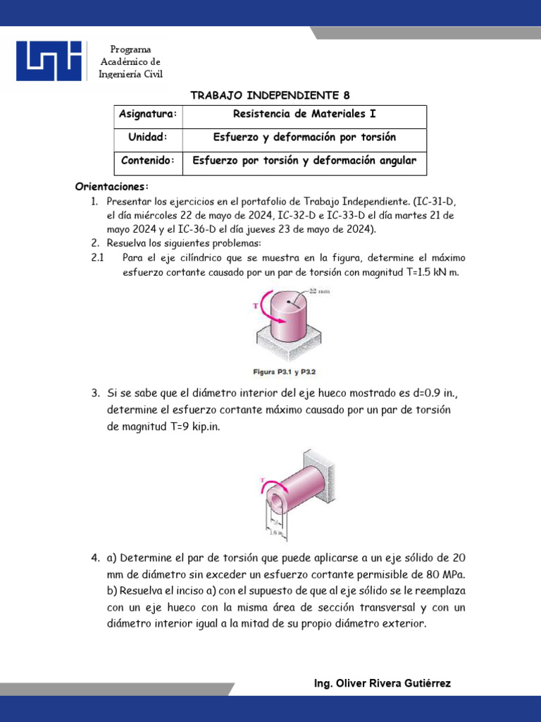 TI7 Torsión | PDF | Ingeniería mecánica | Mecánica