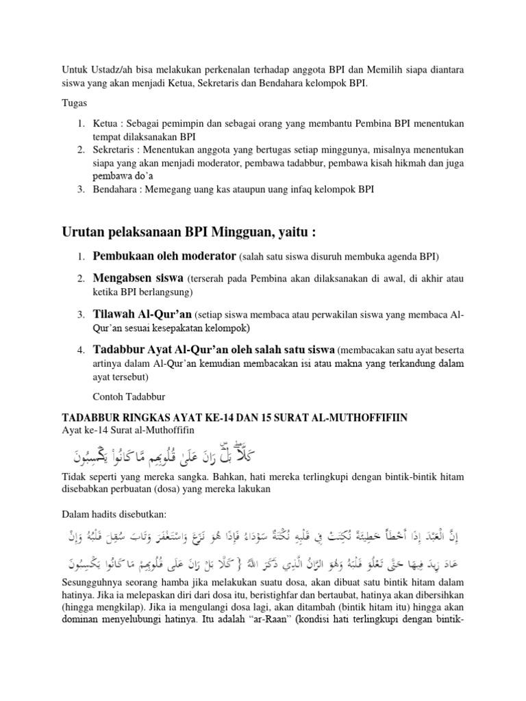 Urutan Pelaksanaan BPI Mingguan 2023-2024 | PDF | Filsafat | Kajian Bahasa Asing