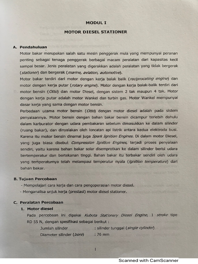 Modul 1-Mesin Diesel Stationer | PDF