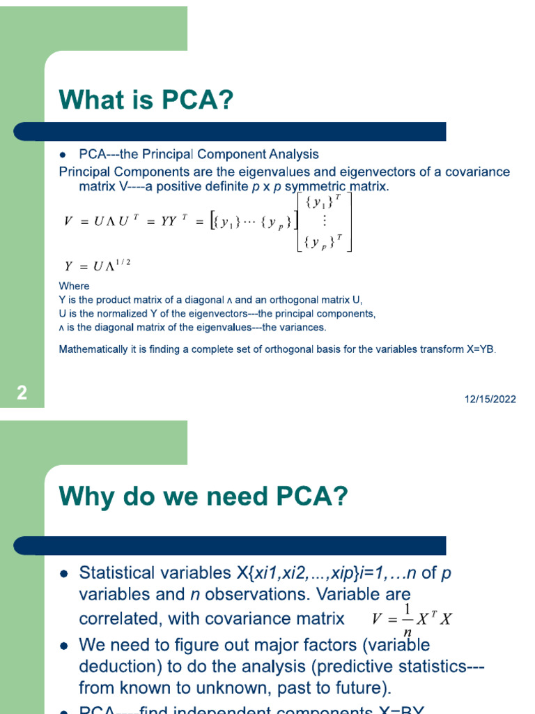 PCA Diapositivas Application | PDF